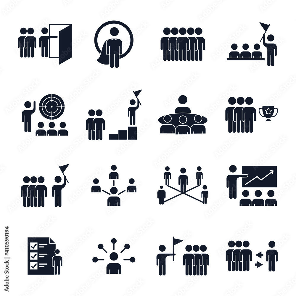 set icon leadership traits. Development and Teamwork pack symbol ...