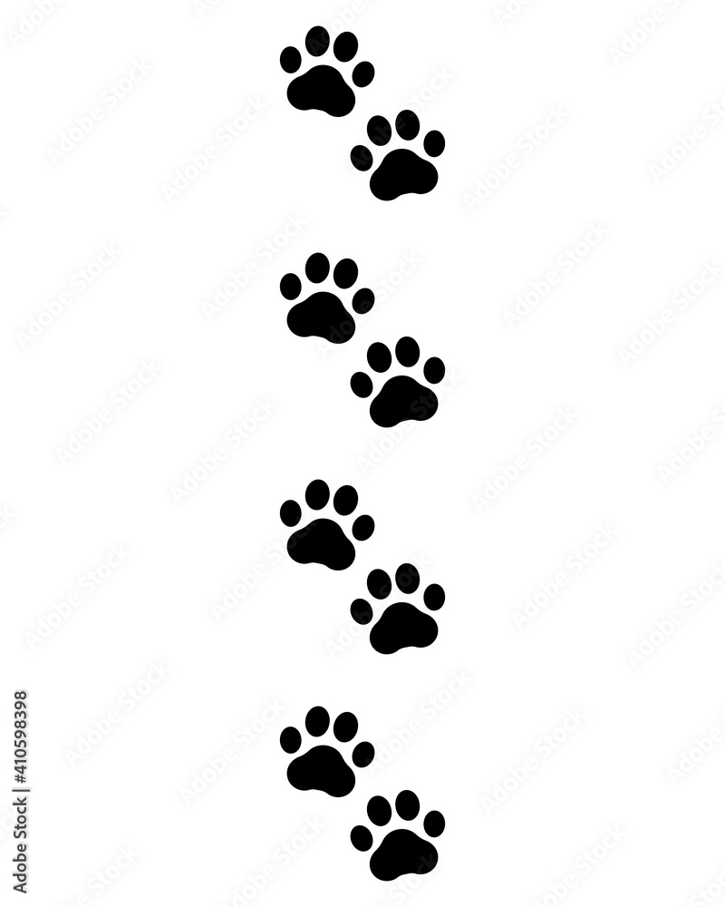 Cute animal. Foot dog seamless pattern. Footprint graphic. Pet outline ...