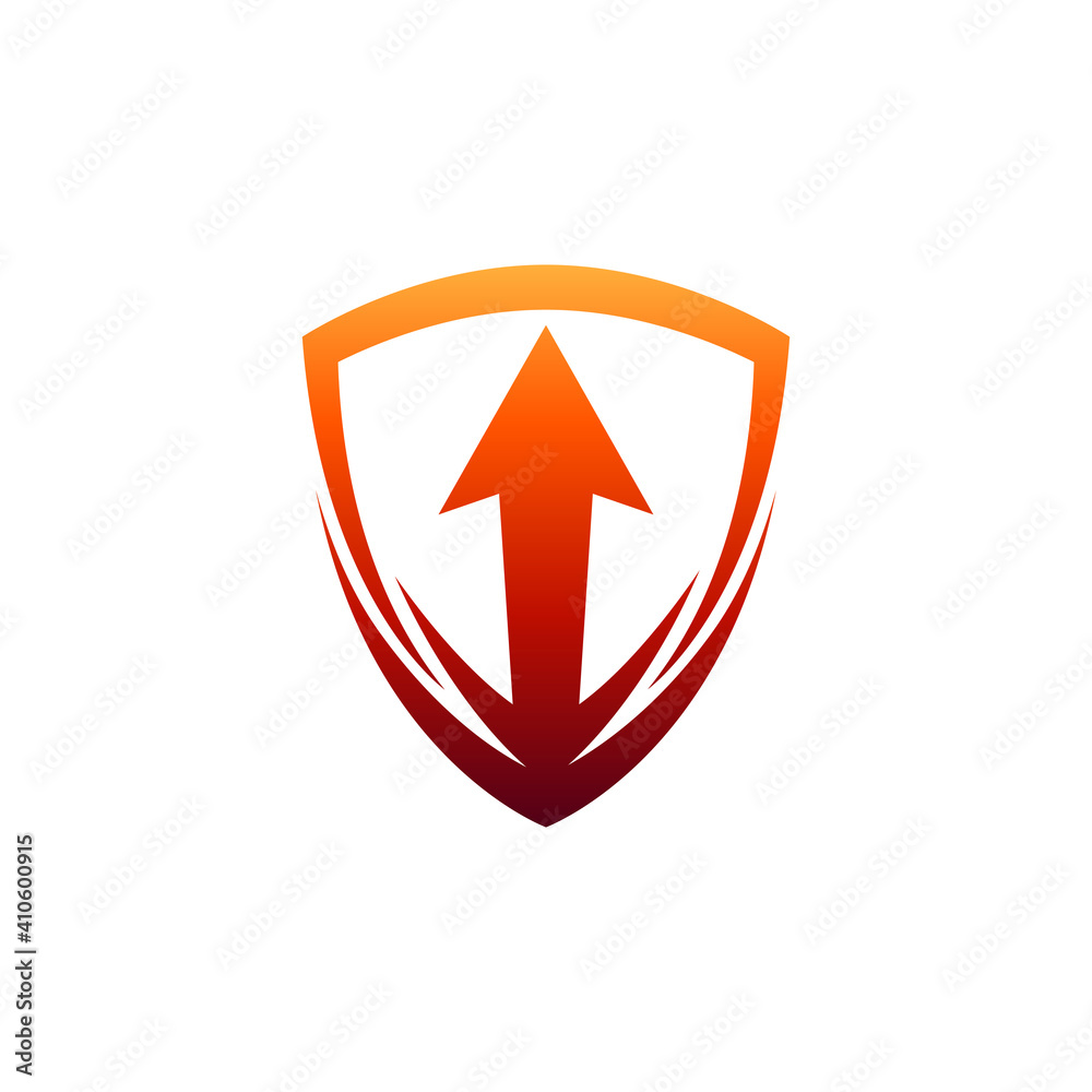 shield arrow logo template ready for use, shielding icon in gradient ...