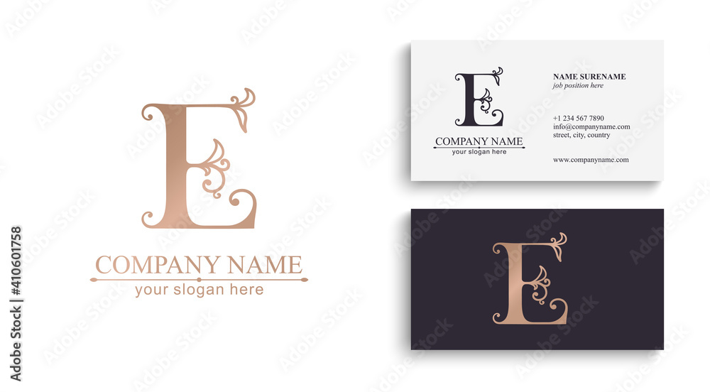 Premium Vector E logo. Monnogram, lettering and business cards. Personal logo or sign for ...