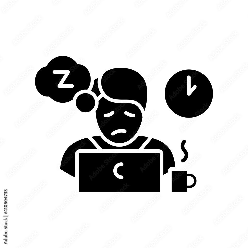 Daily nap need glyph icon. Daytime fatigue. Sleep disorder. Healthy ...