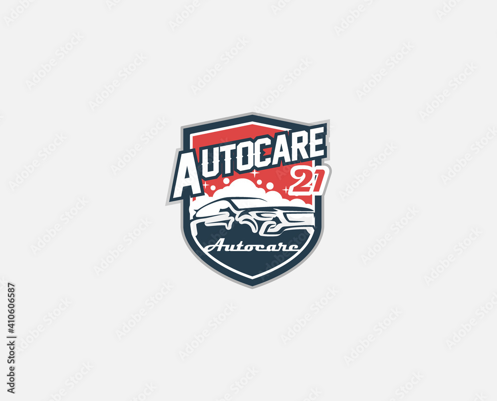 Auto care logo with shield. vector cars logo design concept ...