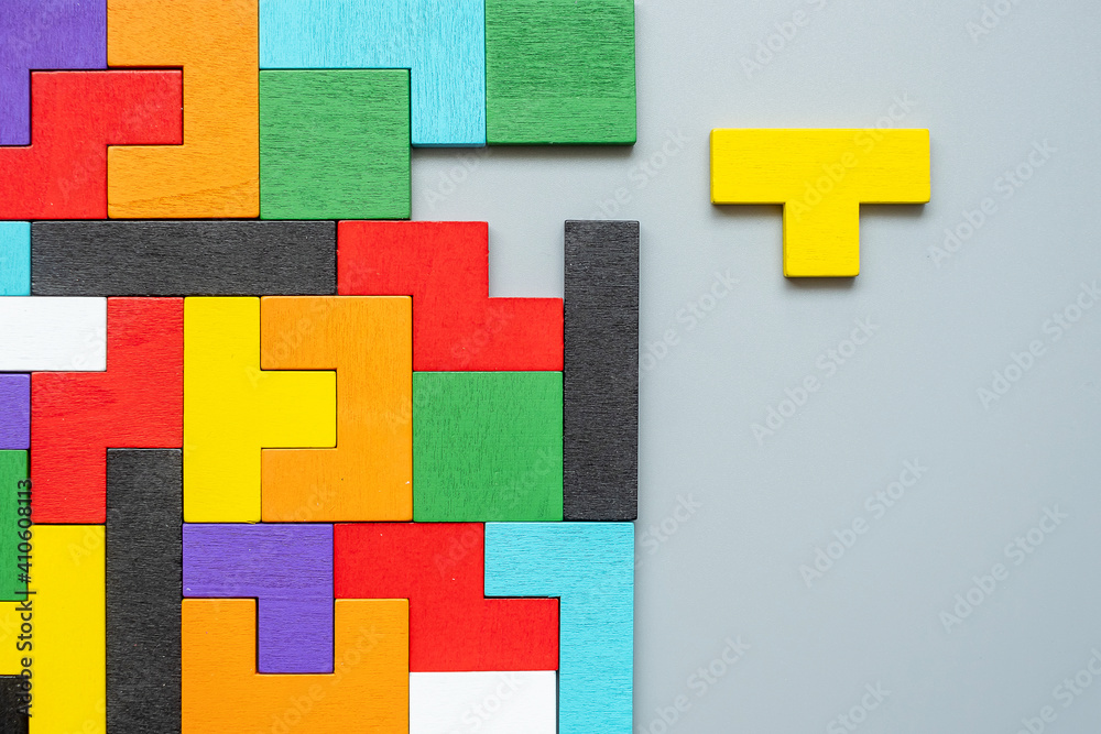 geometric shape block with colorful wood puzzle piece background ...