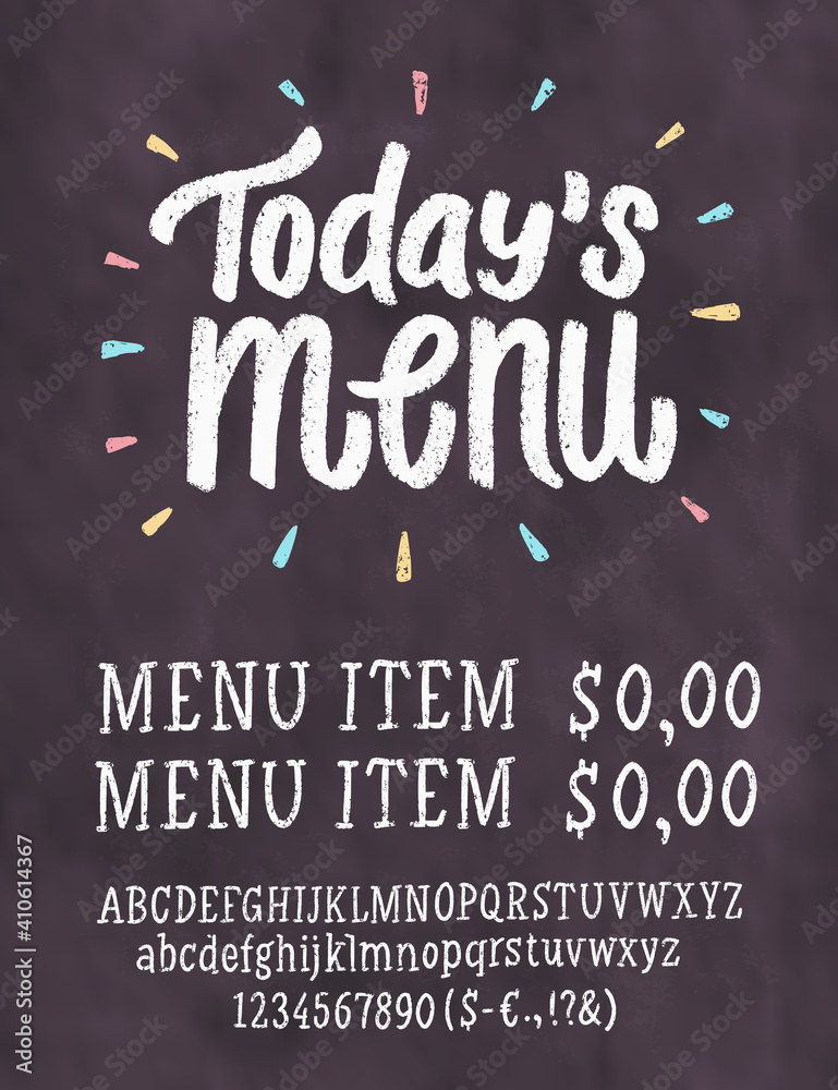 Today's menu. Chalkboard menu. Vector handwritten lettering. Stock ...