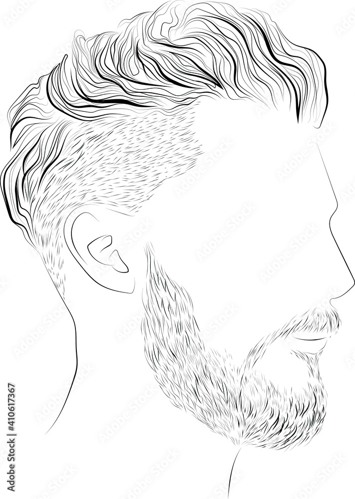 Shaved side undercyt hairstyle for men black and white outlines vector ...