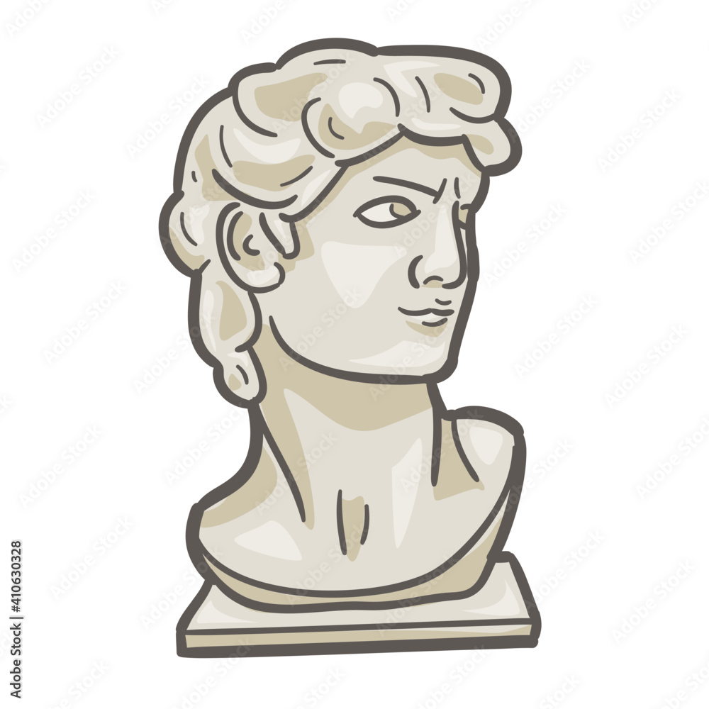 Bust Sculpture Doodle Illustration Icon. Vector Design History Statue ...