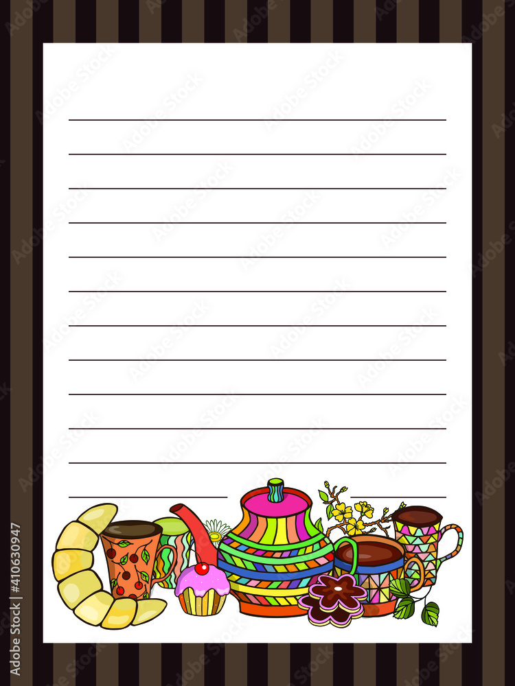 Sweets, recipe paper. Form for writing. Frame for writing. eps10 vector ...