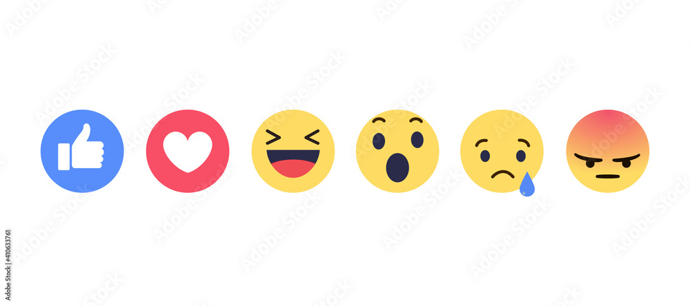 Facebook reactions Stock Vector | Adobe Stock