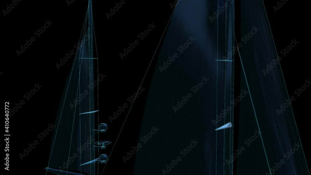 Ship, pleasure boat, speed boat, vessel. Glow points and line formation ...