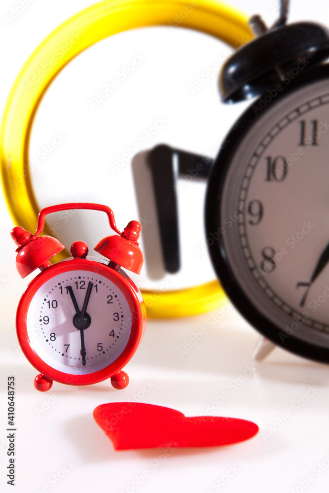 Several clock faces of different sizes, styles and time Stock Photo ...