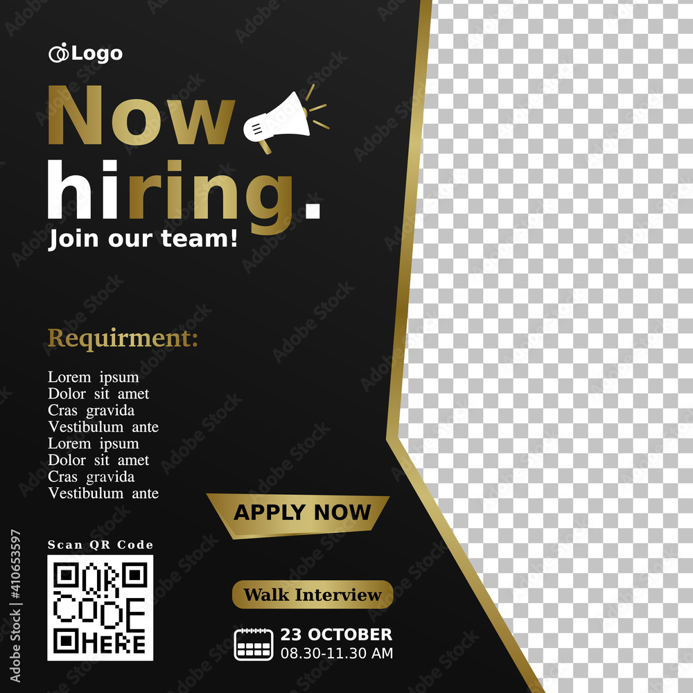 Job vacancy modern luxury template. We are hiring, job vacancy social ...