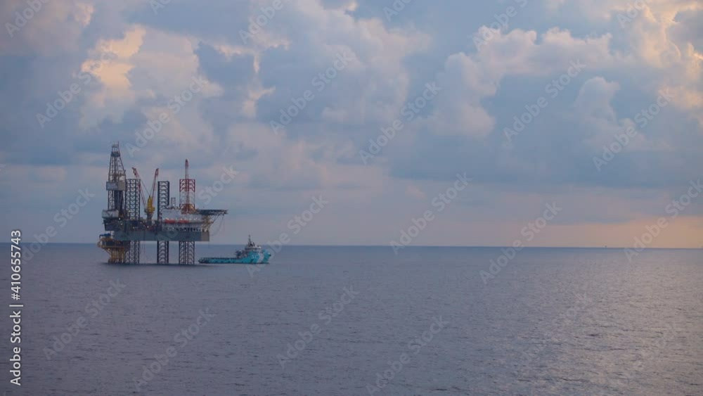 offshore jack up drilling rig at the offshore location with flare ...