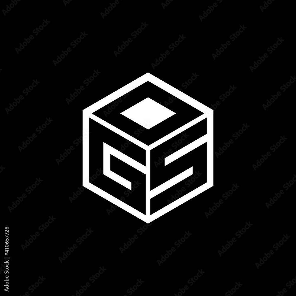 GSO letter logo design with black background in illustrator, cube logo ...