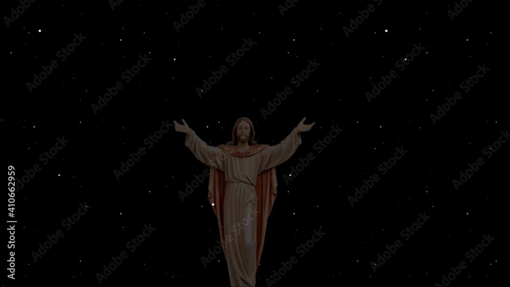 Jesus Christ with energy of light in cosmic space,Jesus standing at the ...