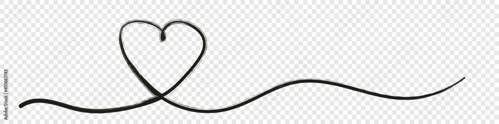 Hand drawn heart line art banner background transparent isolated Stock ...