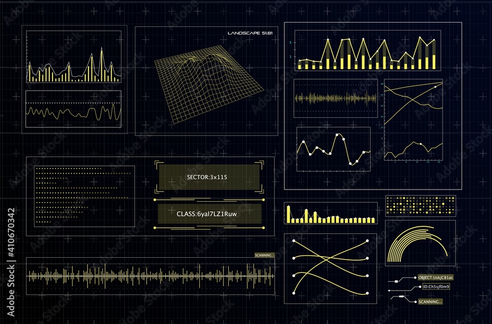 HUD futuristic interface. Hitech display with infographic elements ...