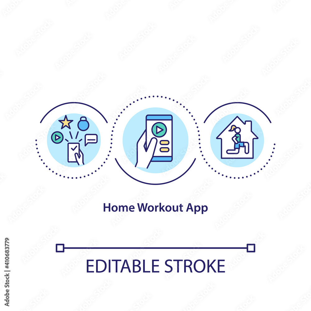 Home workout app concept icon. Getting best software for exercising in ...