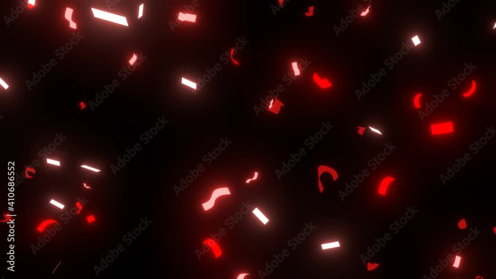 Red confetti on black background. Loop able abstract animation for ...