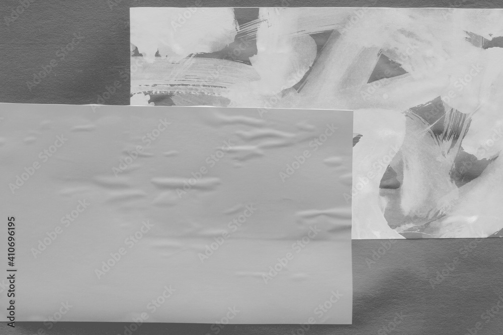 White torn paper collage close-up. Texture made from various paper and ...