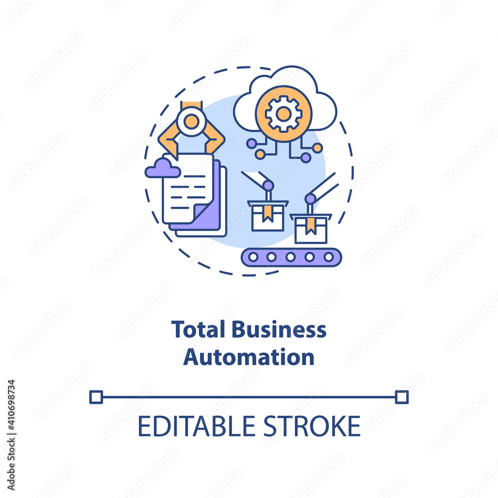 Total business automation concept icon. Industry 4.0 goal idea thin ...