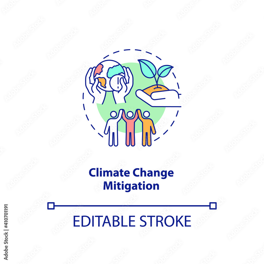 Climate change mitigation concept icon. Organic waste reduction benefit idea thin line ...