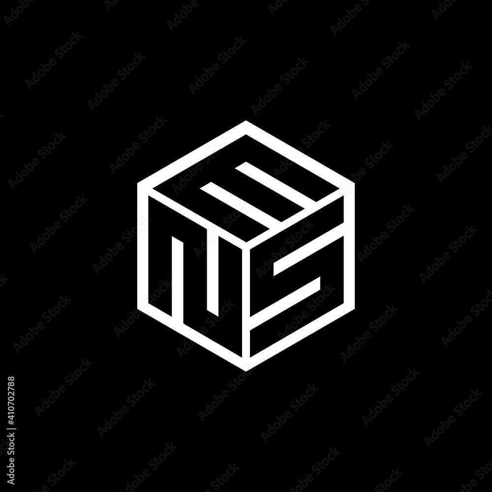 NSM letter logo design with black background in illustrator, cube logo ...