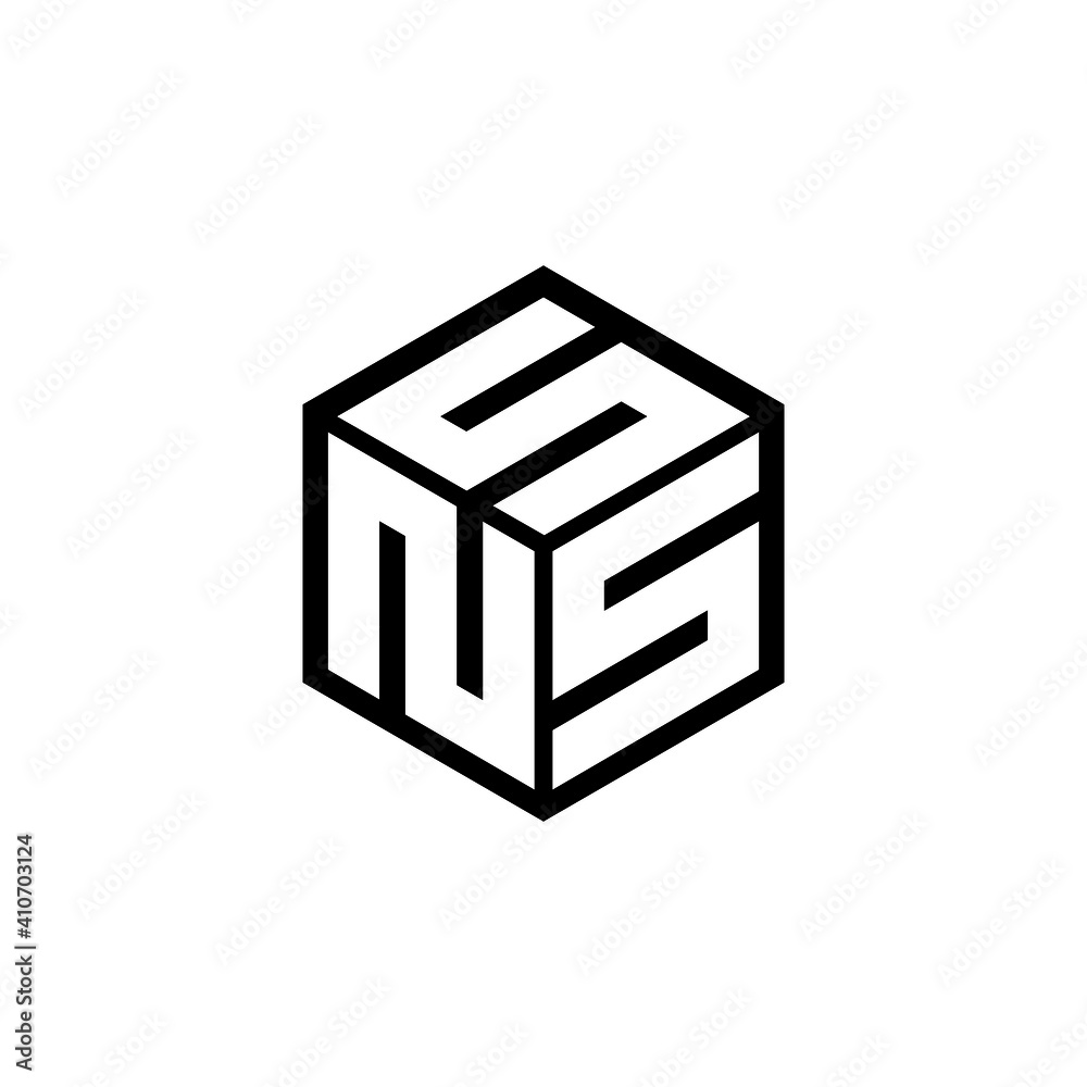 NSS letter logo design with white background in illustrator, cube logo ...