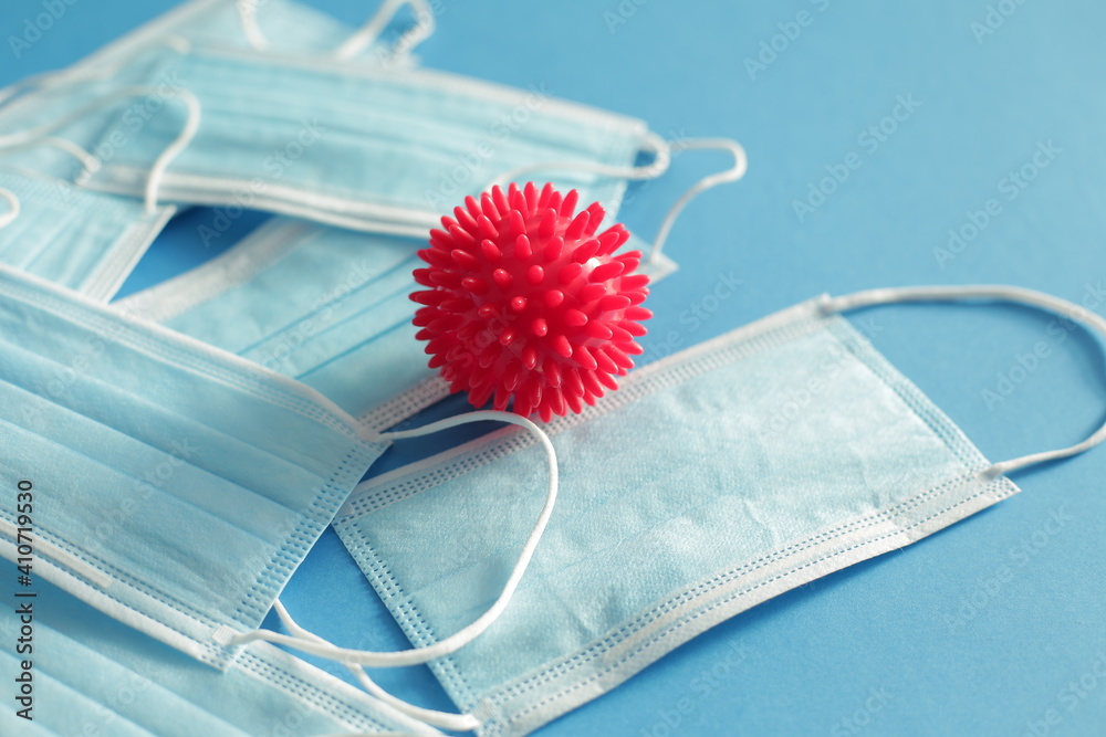 Viral Coronavirus Bacteria And Protective Medical Disposable Masks On A ...
