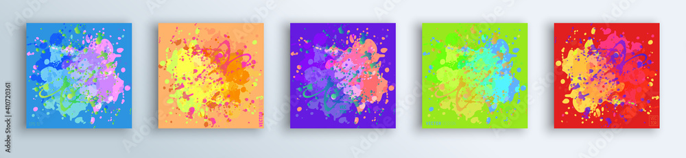 Vector paint splash background template set for brochure, poster or ...