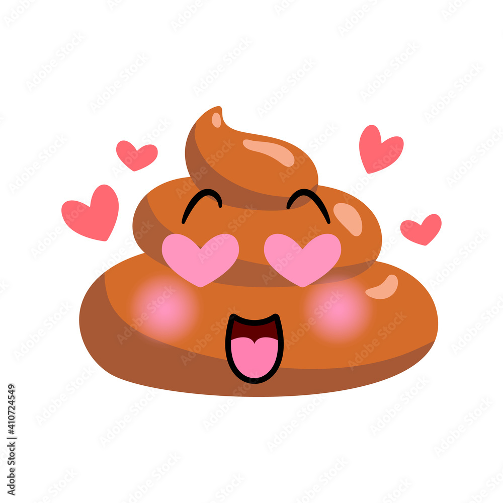 Shit or turd emoji vector icon with happy laughing smile on a face ...