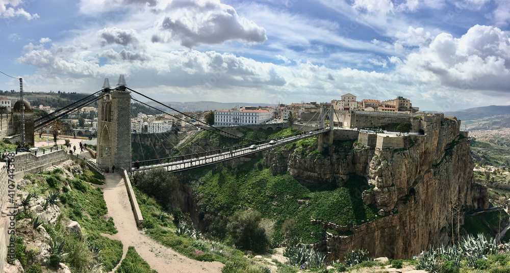 Sidi Rasheed Bridge part of the Rhumel siting high on the rocks with a ...