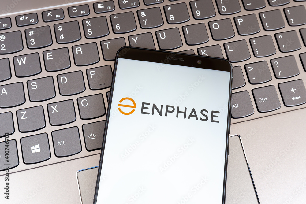 Toronto, Canada - February 1, 2021: Enphase logo on smartphone screen ...