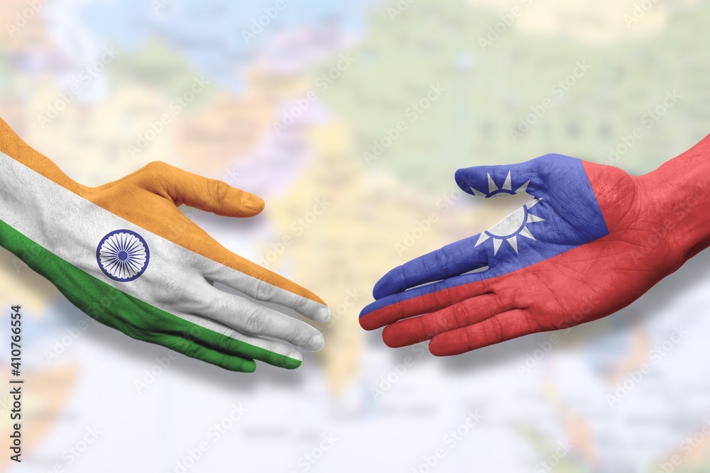 Taiwan and India - Flag handshake symbolizing partnership and ...