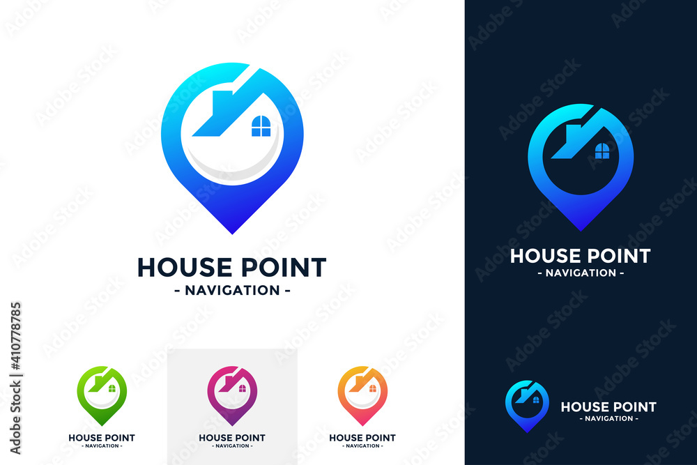House point logo vector. Pin icon with home combination. Creative gps ...