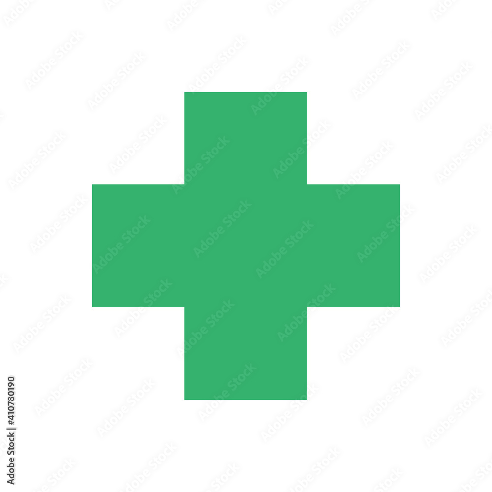 green cross basic simple shapes isolated on white background, geometric ...