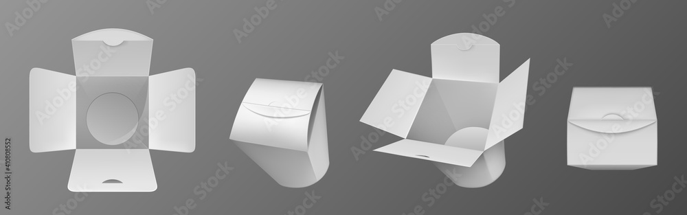 Empty white Wok box, paper packaging for chinese food, noodle or rice ...