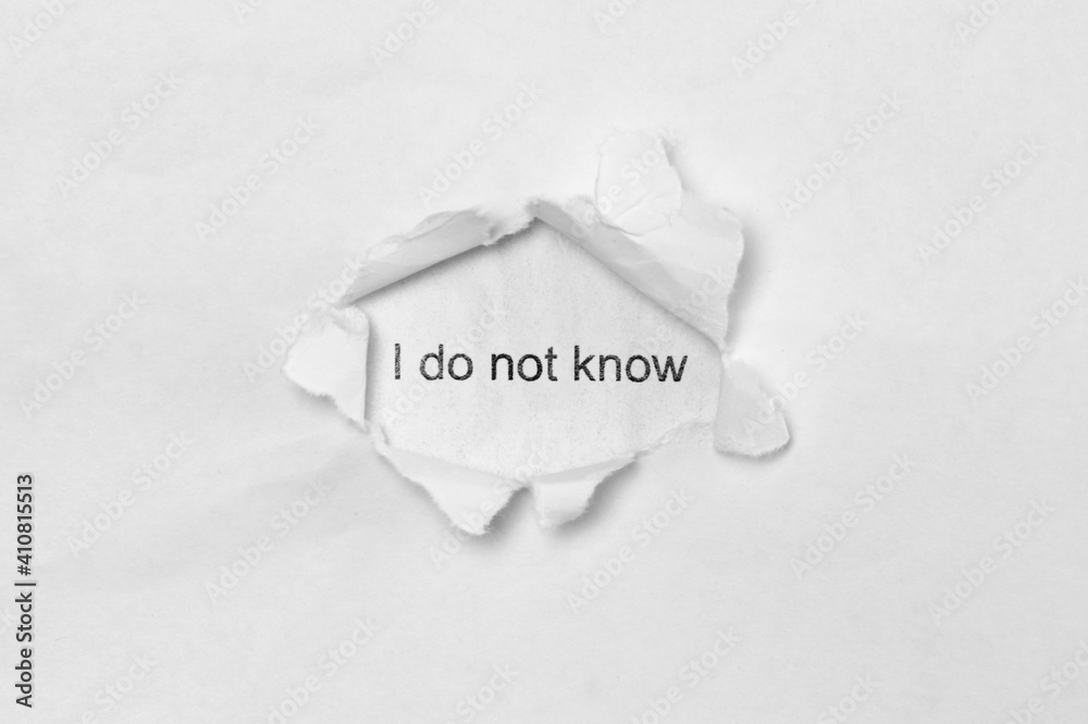 Word i do not know on white isolated background, the inscription ...