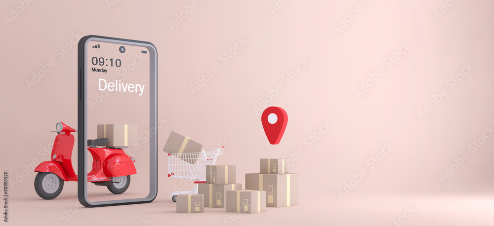 Online delivery service concept, online order tracking,Logistics and ...