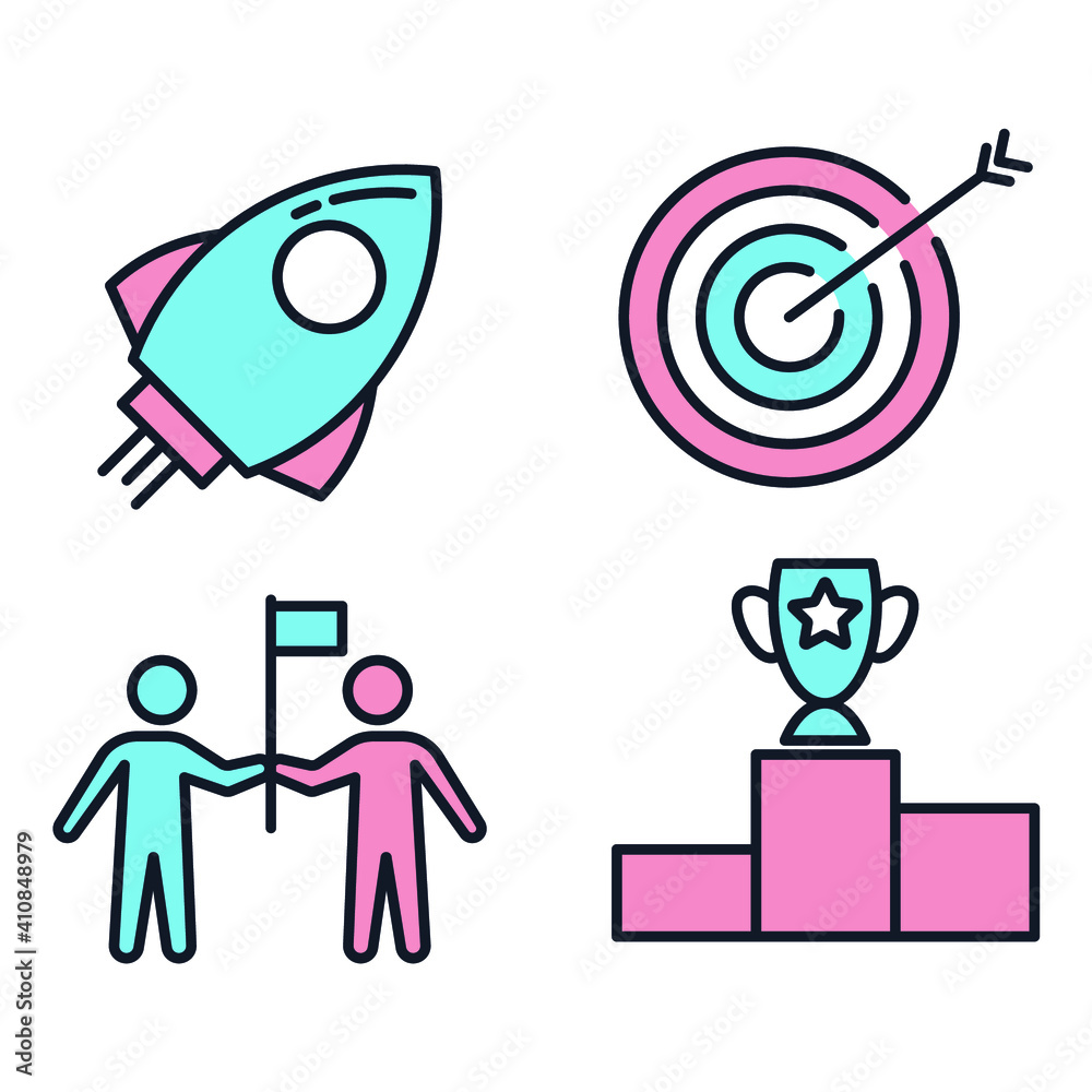 Set of business target and goal icon. Business goal pack symbol ...