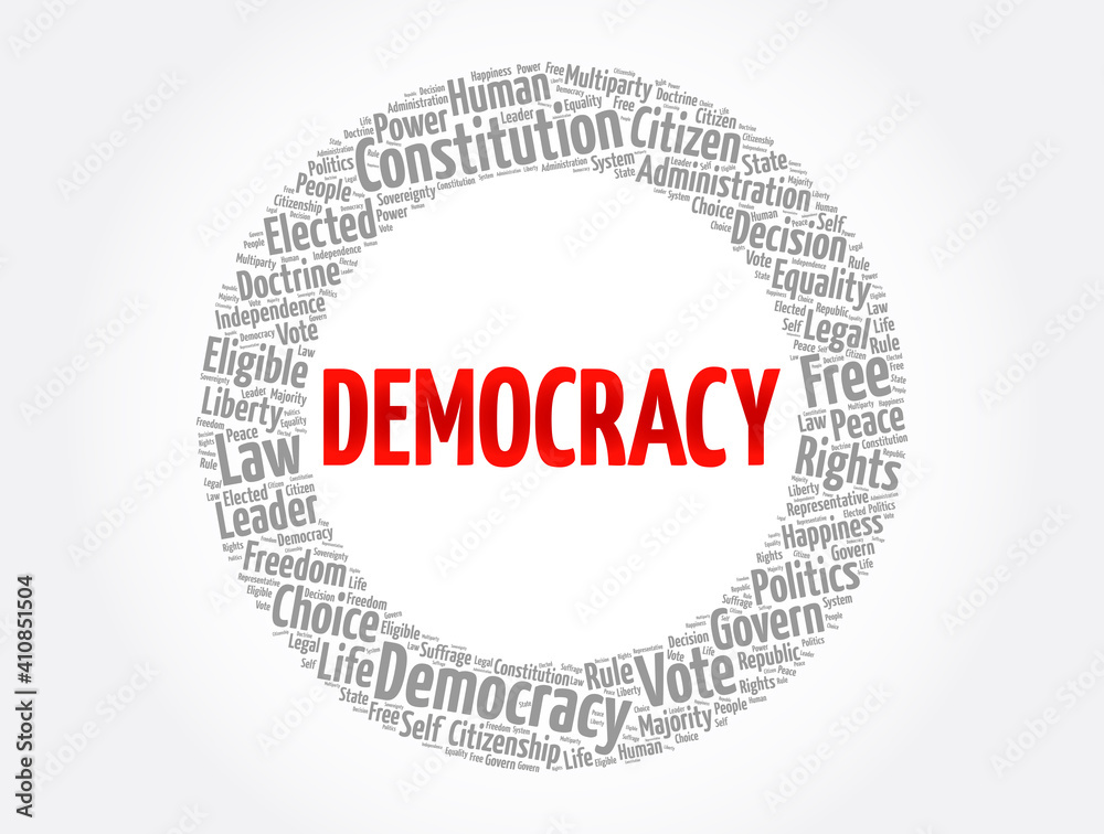 Democracy word cloud collage, concept background Stock Vector | Adobe Stock