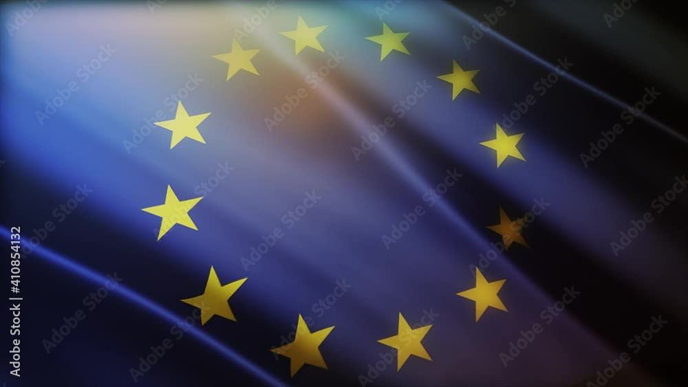 4k European Union Flag Close up of EU slow waving with visible wrinkles ...