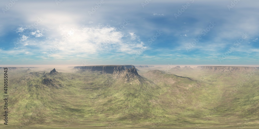 hdri, simple landscape, earth and sky,, environment map , Round ...