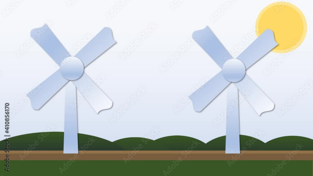 renewable energy cartoon illustration. wind power plant Stock Video ...