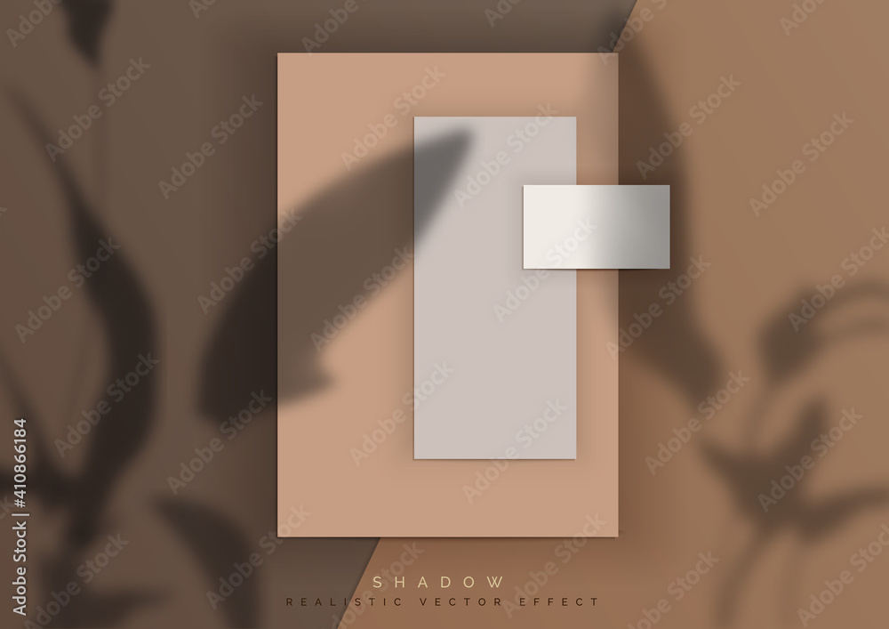 Paper Mockups with overlay shadows from leaves and branches Stock ...