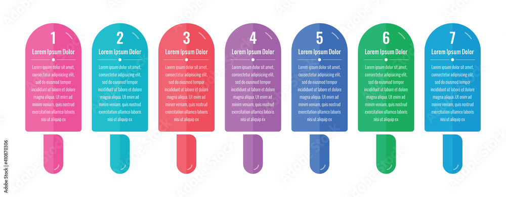 Ice Cream Bar Infographic Template. seven step ice cream information ...