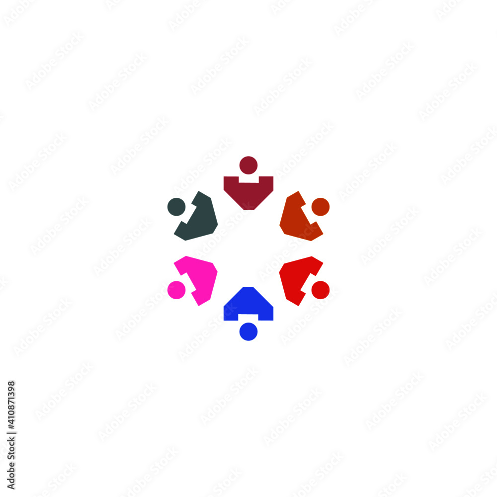Geometric colorful People sign, symbol, art, clipart, logo together ...