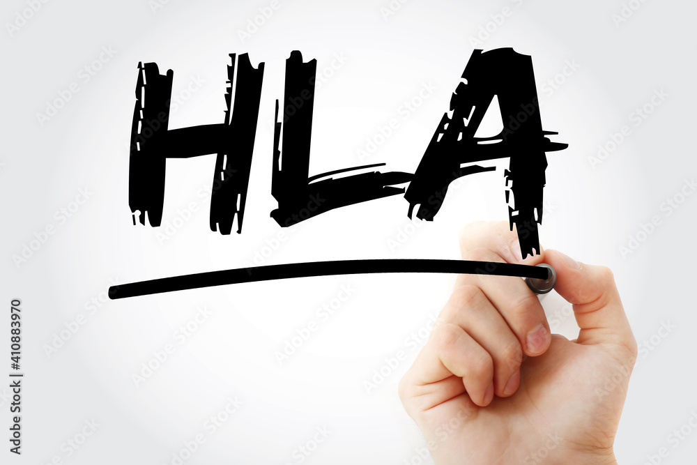 HLA - Human Leukocyte Antigen acronym with marker, medical concept ...