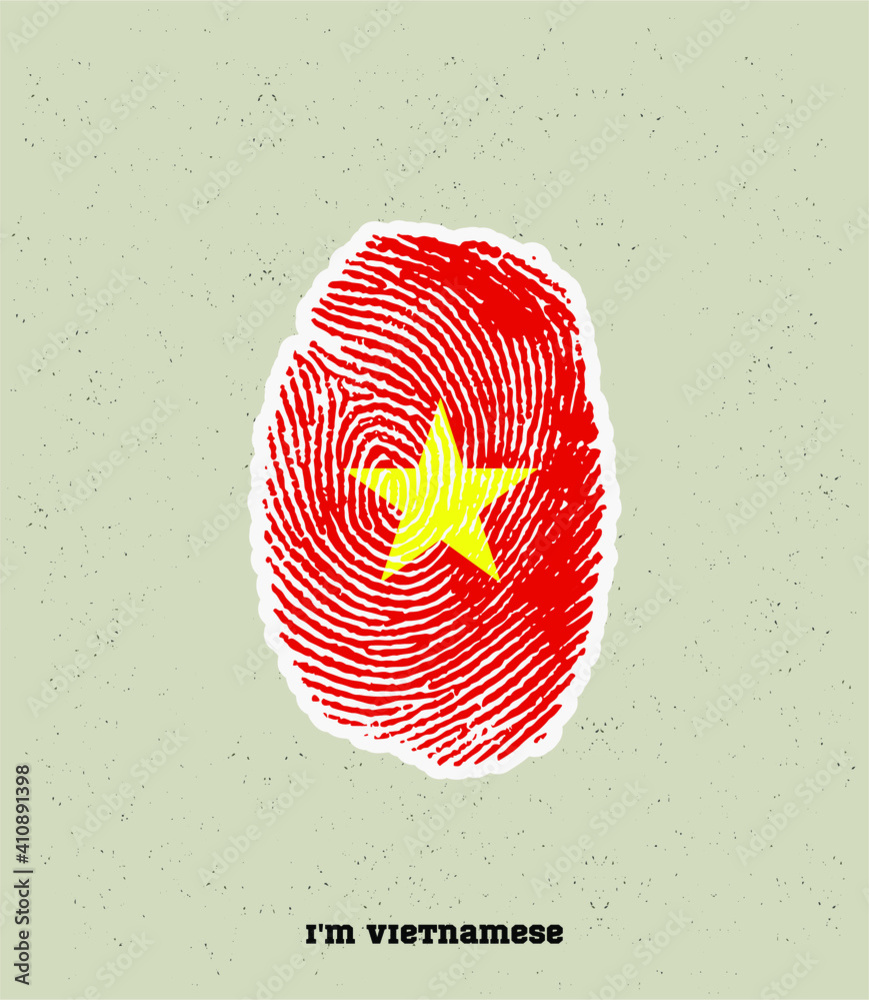 an illustration of a fingerprint in Vietnamese color, showing the pride ...