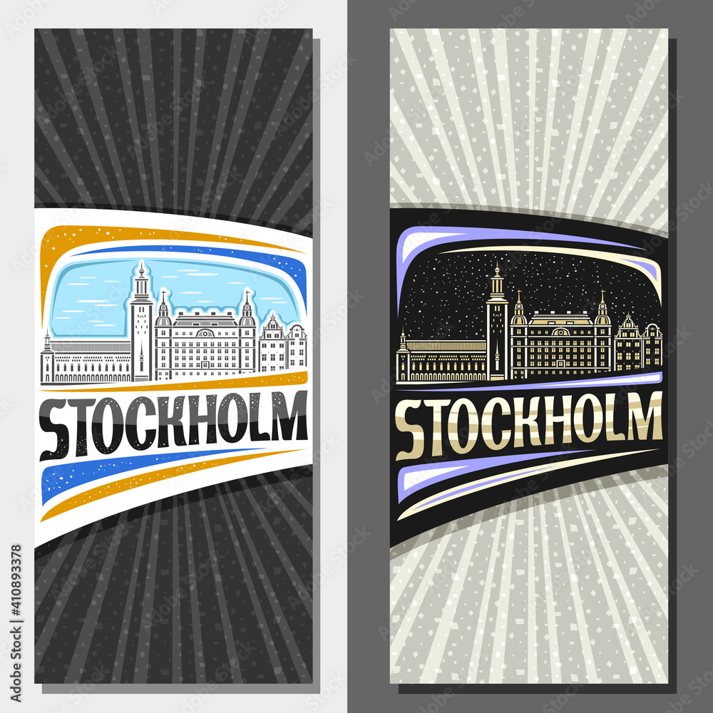 Vector vertical layouts for Stockholm, decorative leaflet with line ...