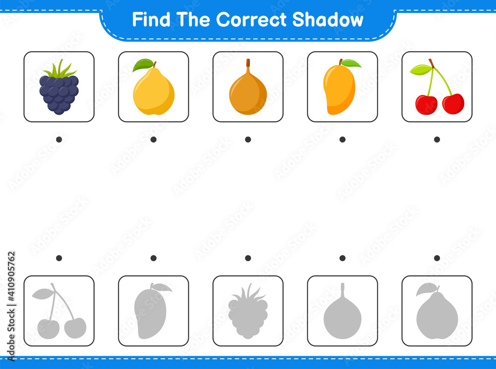 Find the correct shadow. Find and match the correct shadow of Fruits ...
